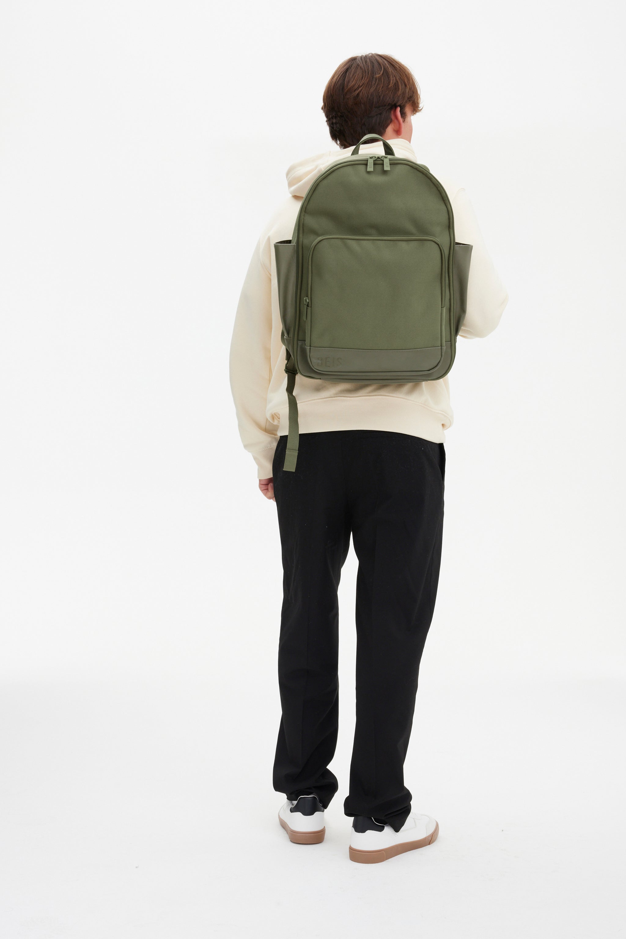 BÉIS 'The Backpack' in Olive - Olive Green Travel Backpack & Laptop ...