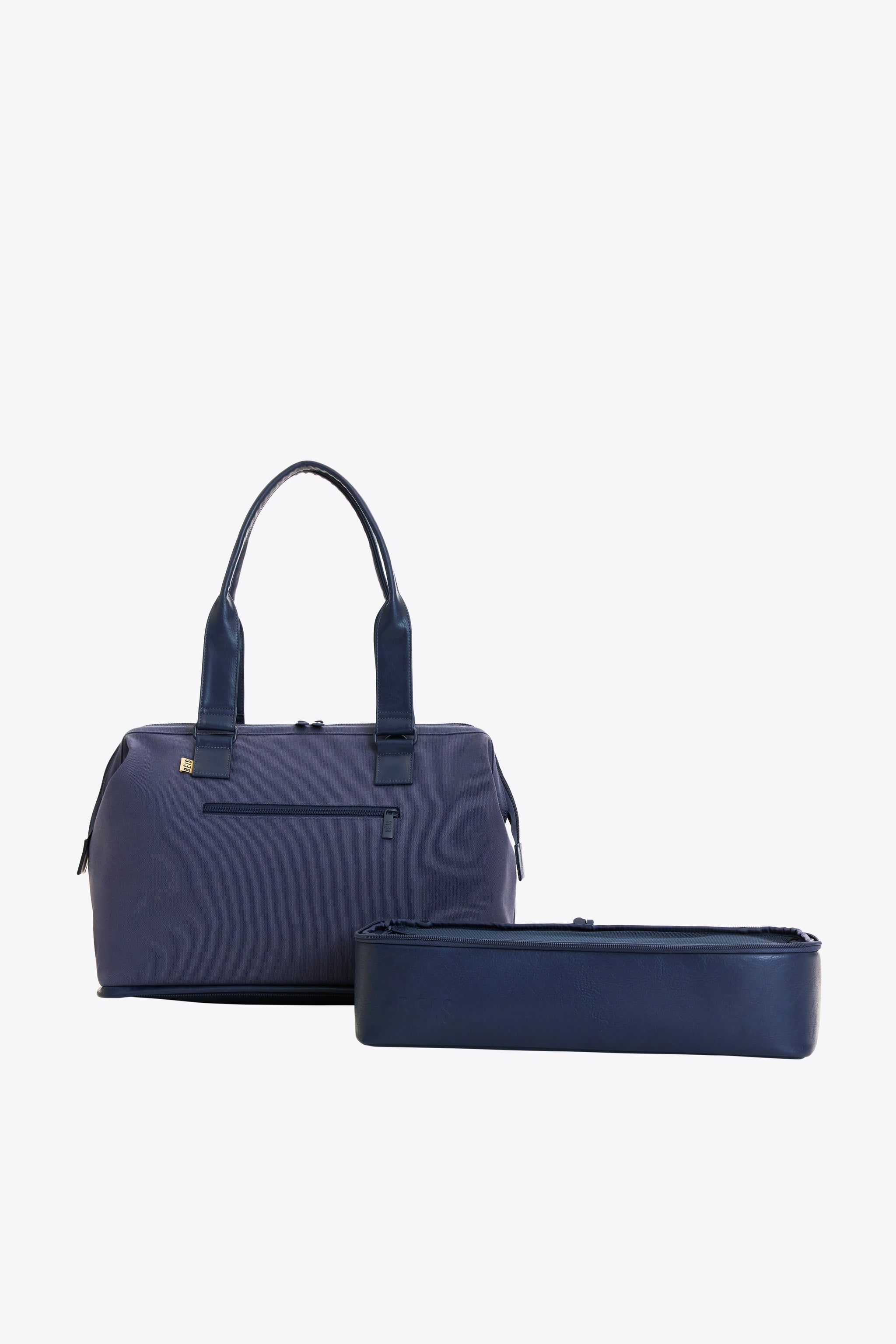 BÉIS 'The Convertible Mini Weekender' in Navy - Small Blue Weekend Bag ...