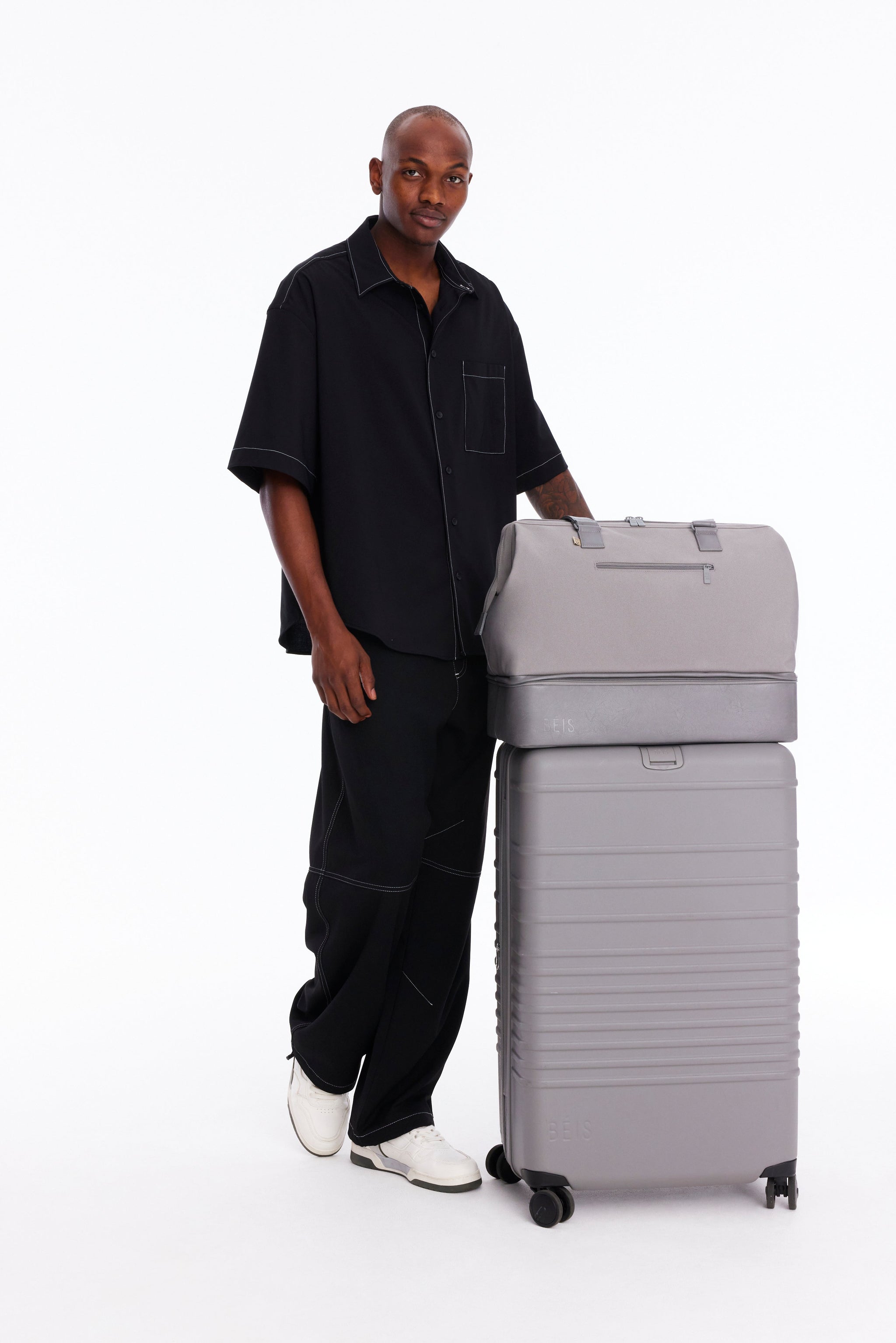 BÉIS 'The Convertible Weekender' in Gray - Gray Weekend Bag & Overnight ...