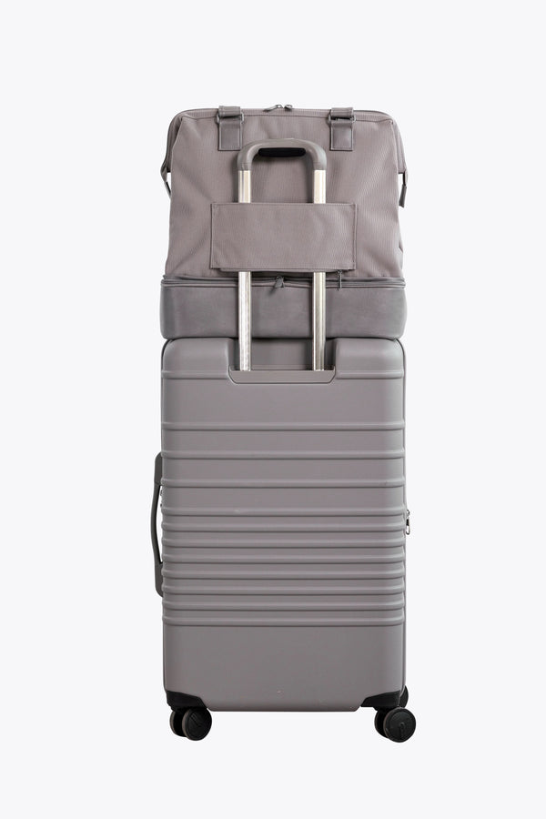 BÉIS 'The Convertible Mini Weekender' in Grey - Small Grey Weekender Bag & Overnight Bag | BÉIS ...